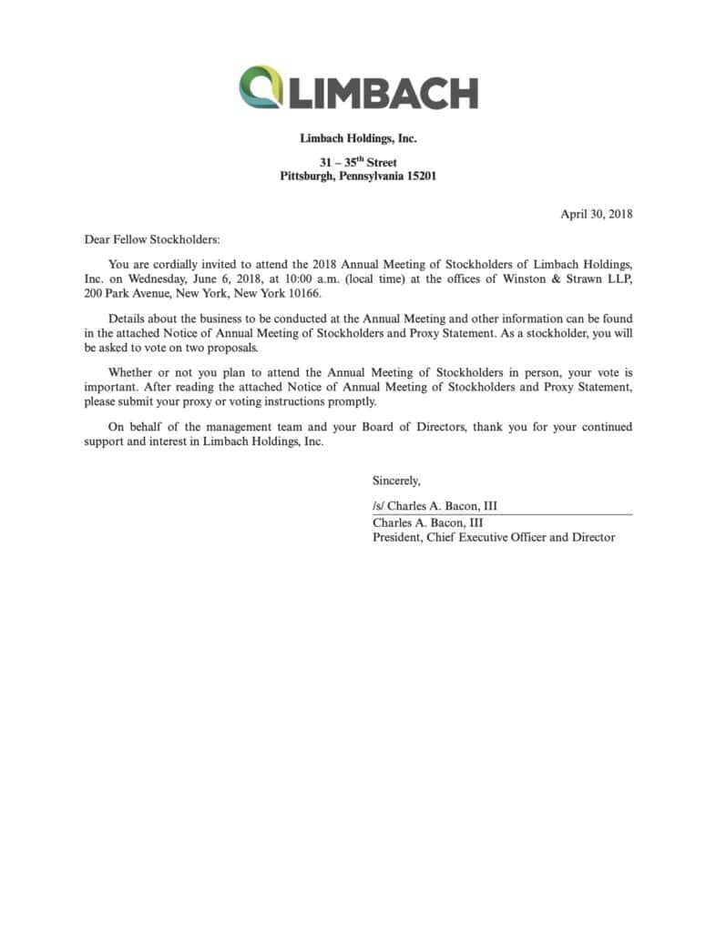 Proxy Statements - Limbach | A building systems solution firm for mechanical, electrical and ...