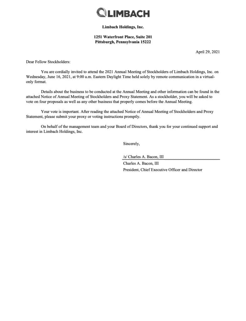 Proxy Statements - Limbach